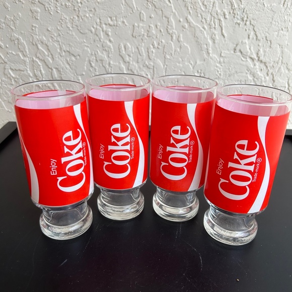 Coca Cola | Dining | Four Enjoy Coca Cola Drinking Glasses Coca Cola ...